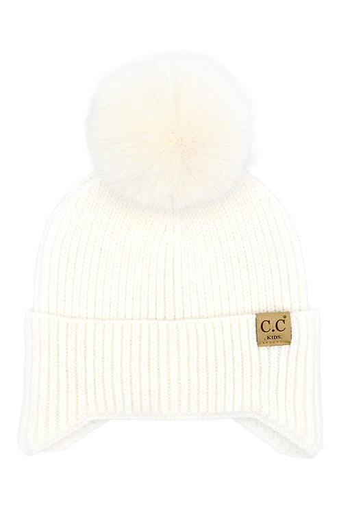 YOUTH IVORY EAR FLAP POM HAT – Wilkins & Olander